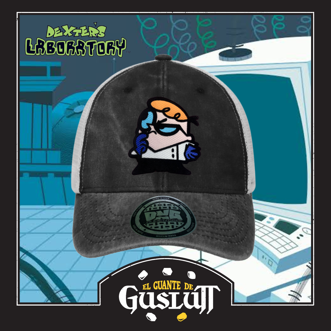 Gorra Dexter’s Laboratory “Thinking Dexter” Gris-Blanca Trucker
