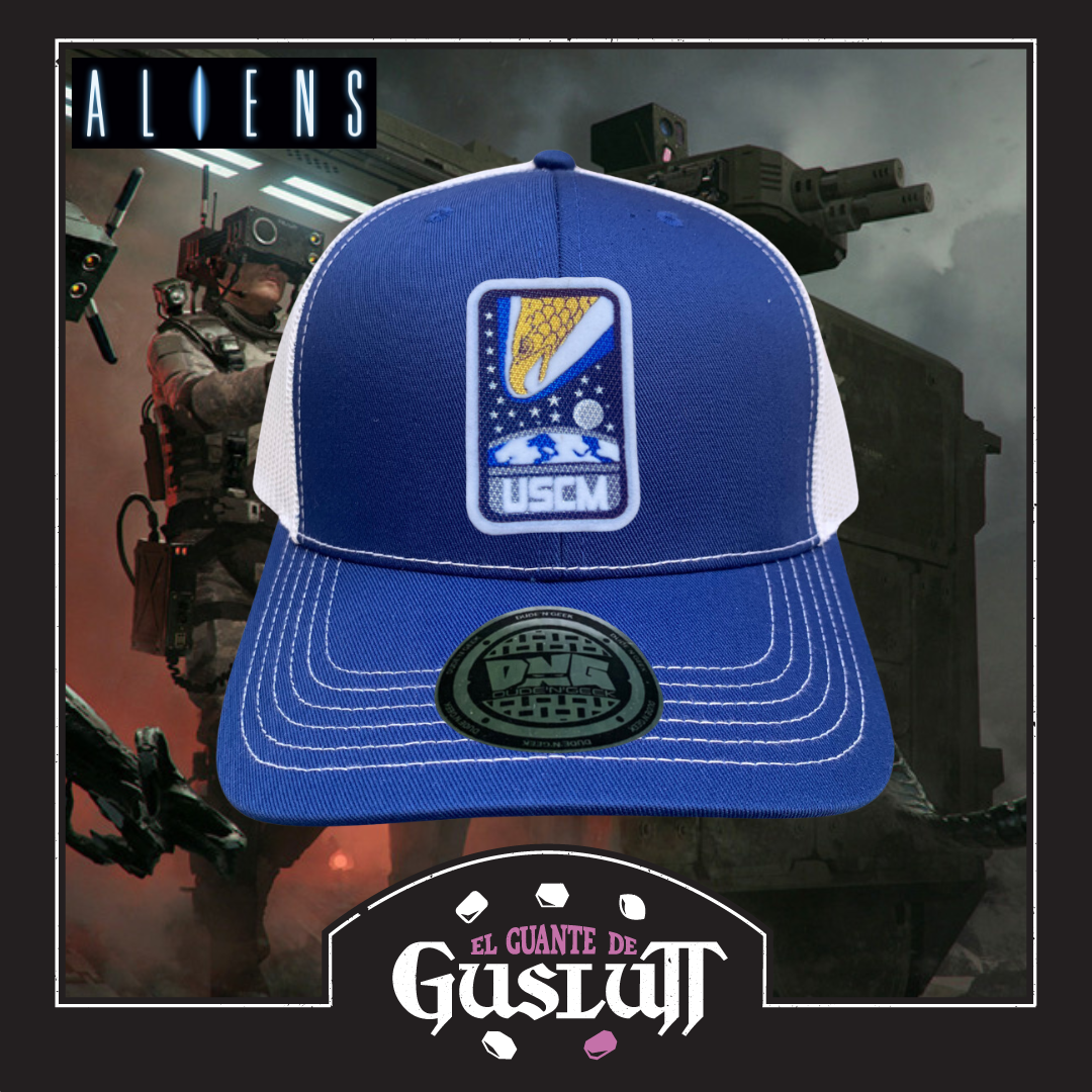 Gorra Aliens “USCM Corps” Logo Azul-Blanca Premium Trucker